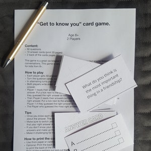 Get to Know You - Card Game - Etsy