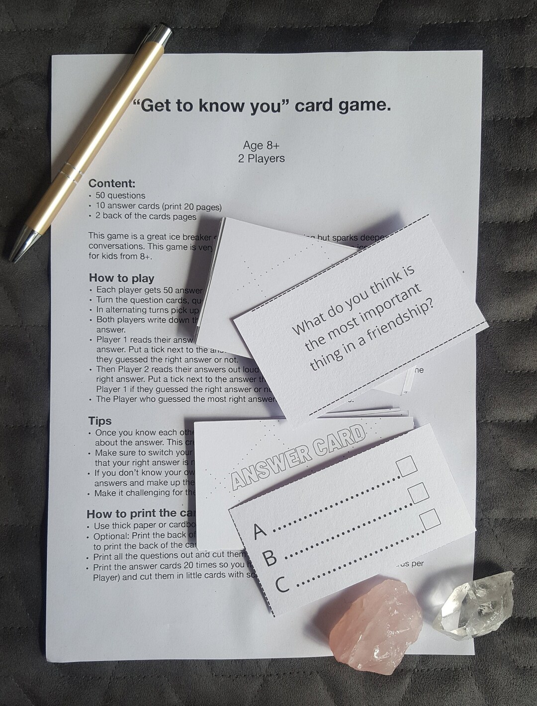 Get to Know You - Card Game - Etsy