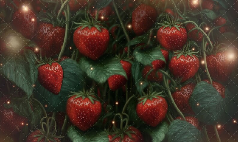 Strawberry Backdrop, Strawberry Overlay, Strawberry Digital Image ...