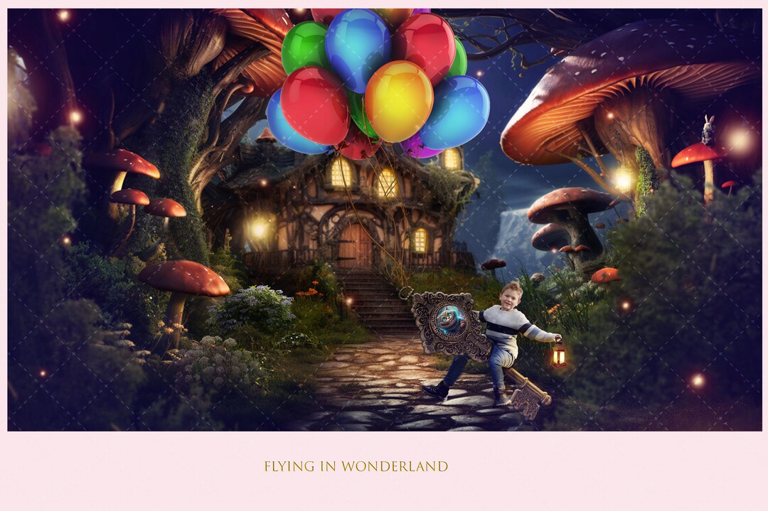 Alice in Wonderland, Flying, Flying in Wonderland, Birthday Invitation ...