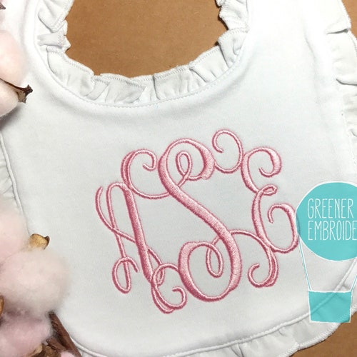 Monogrammed Bib With Ruffle Baby Shower Gift Personalized - Etsy