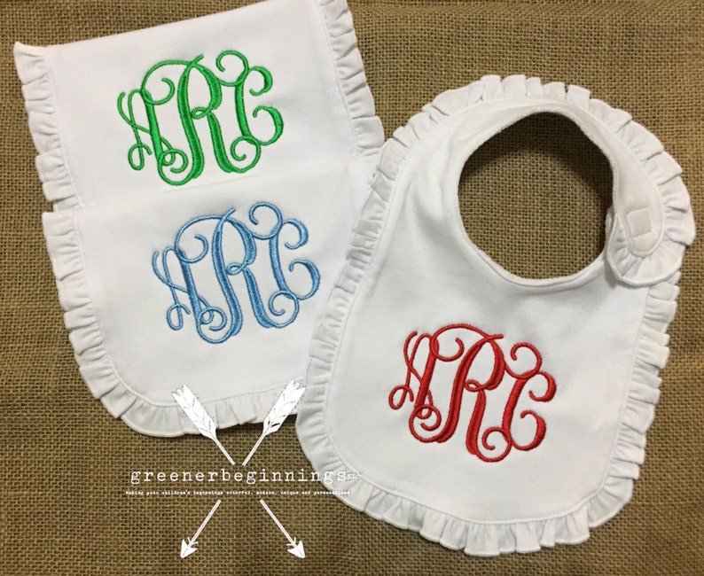 Monogrammed Bib / Personalized Bib / Ruffle Bib / Girl's - Etsy