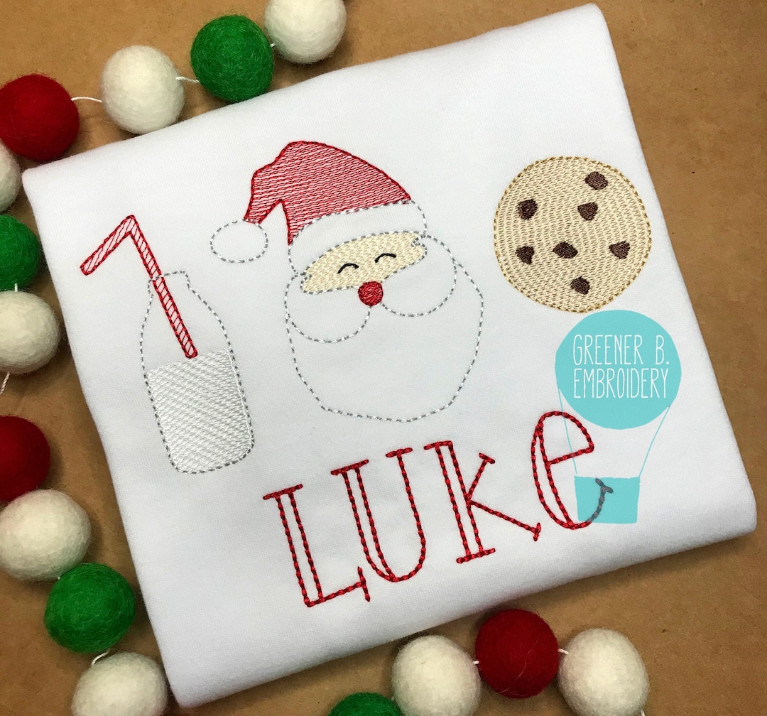 Personalized Santa Shirt / Santa Milk Cookies Shirt / Santa Embroidery ...