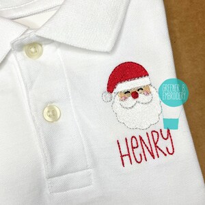 Boy Christmas Santa Polo Shirt / Monogrammed Boy Polo Shirt / Christmas ...
