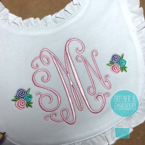 Monogram Bib / Girl Personalized Bib / Bib With Roses / Floral Bib ...