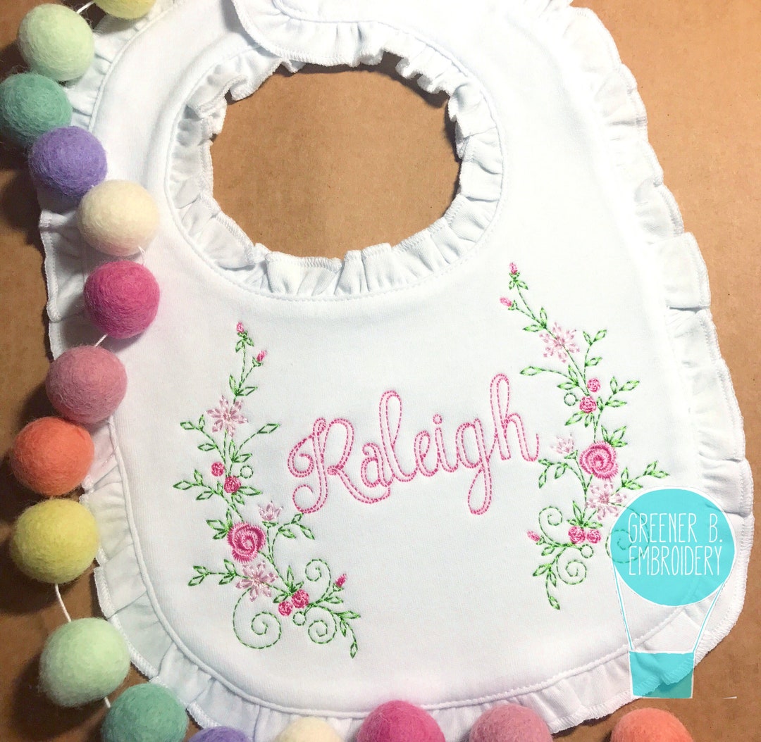 Floral Bib / Girl Flower Bib / Girl Personalized Bib / Floral ...