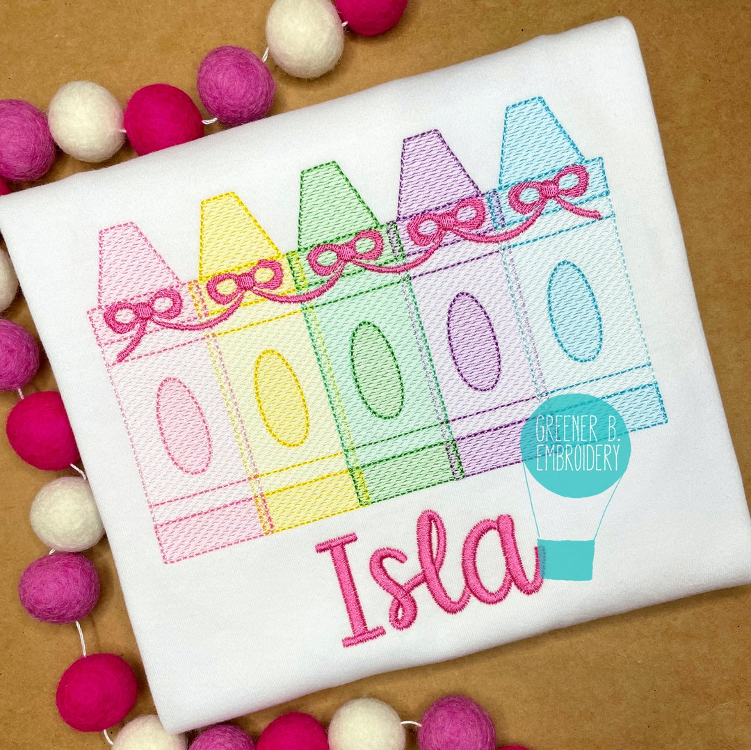 Personalized Girl Crayon Shirt / Back to School Shirt / 1st Day of ...