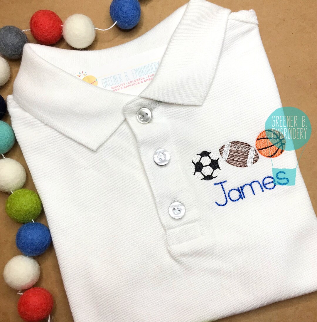 Personalized Sports Embroidered Boy's Polo Shirt / Monogrammed Boy Polo ...