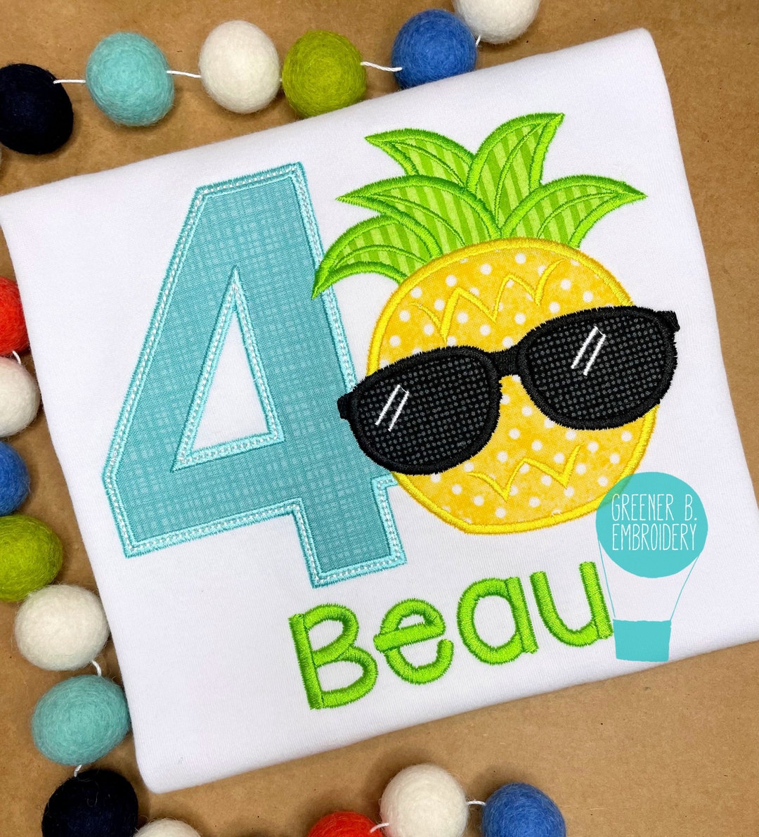 Pineapple Birthday Shirt / Pineapple Applique / Boy Pineapple Birthday ...