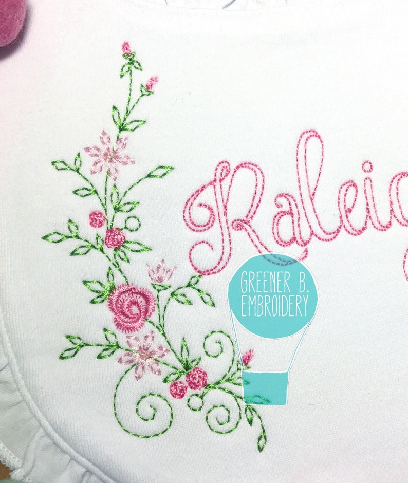 Floral Bib / Girl Flower Bib / Girl Personalized Bib / Floral ...