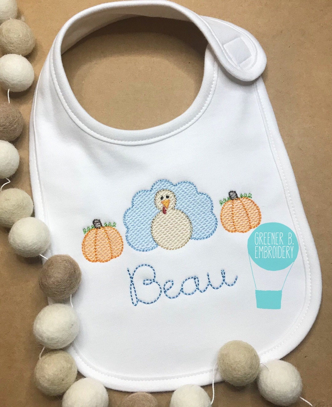 Personalized Thanksgiving Bib / Turkey Bib / Boy Pumpkin Bib / 1st ...