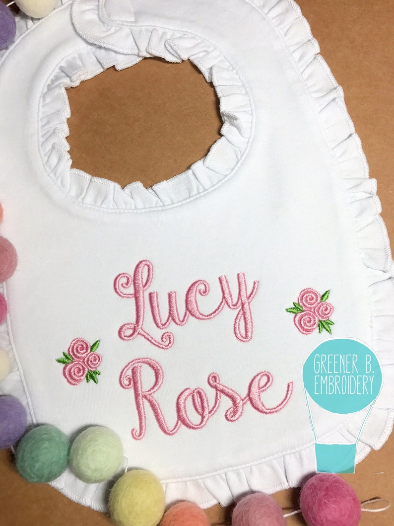 Rose Bib / Personalized Bib / Girl Flower Bib / Baby Shower Gift / Baby ...