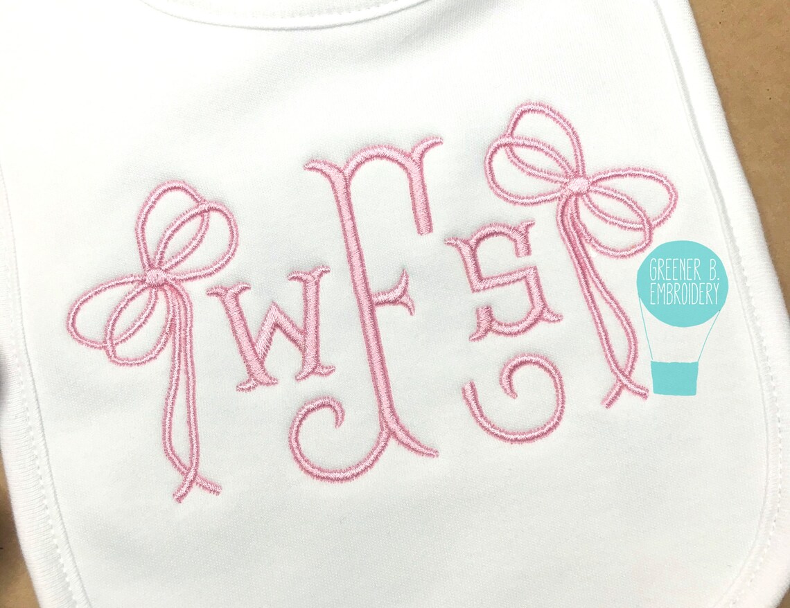 Girl's Monogram Bib / Monogrammed Bib / Personalized Bib / Bow ...