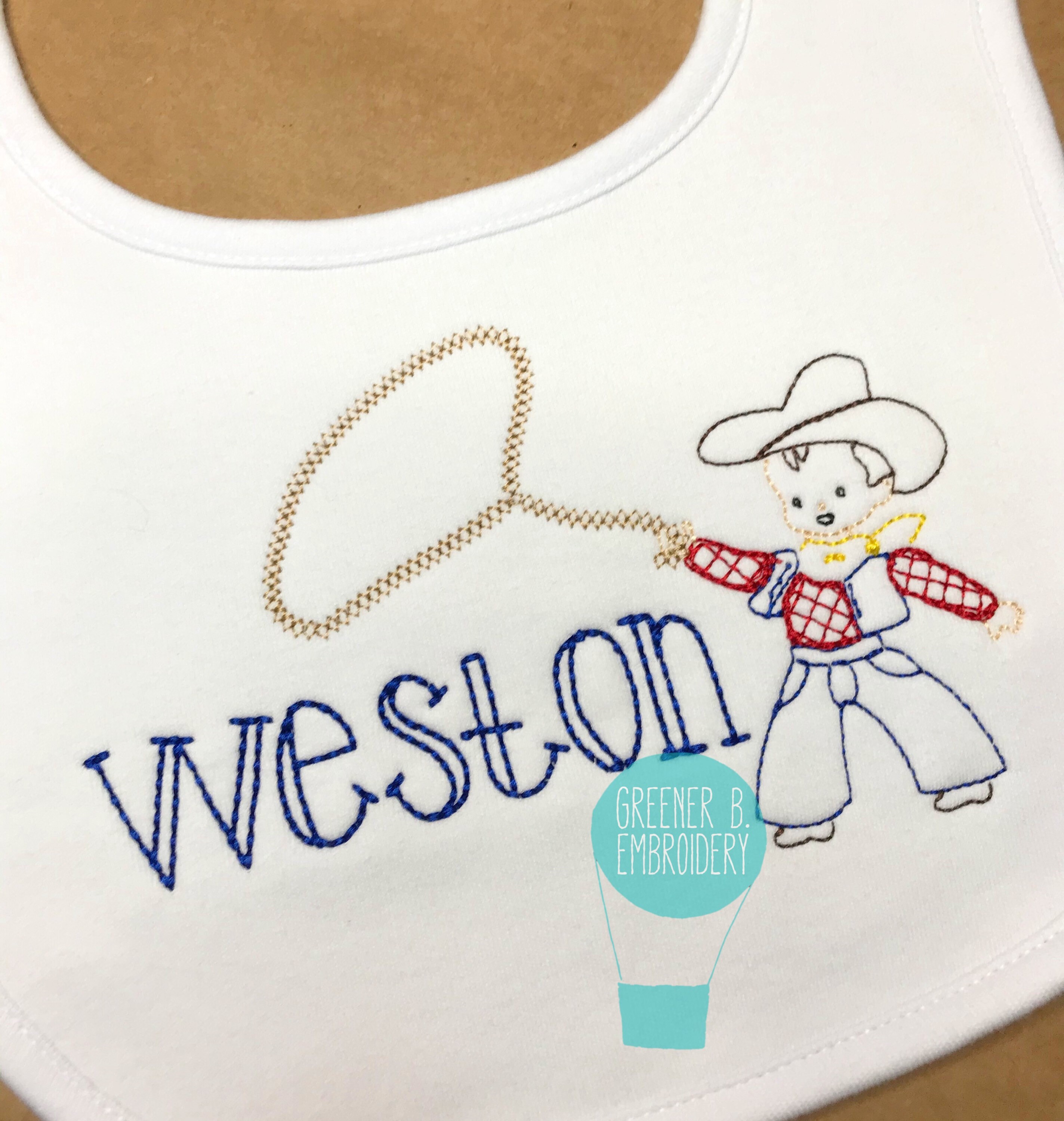 Cowboy Personalized Bib / Personalized Boy Bib / Cowboy Rope - Etsy