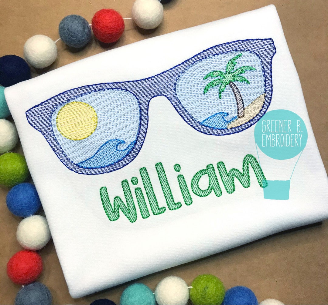 Personalized Boy Beach Shirt / Boy Sunglasses Shirt / Beach Applique ...