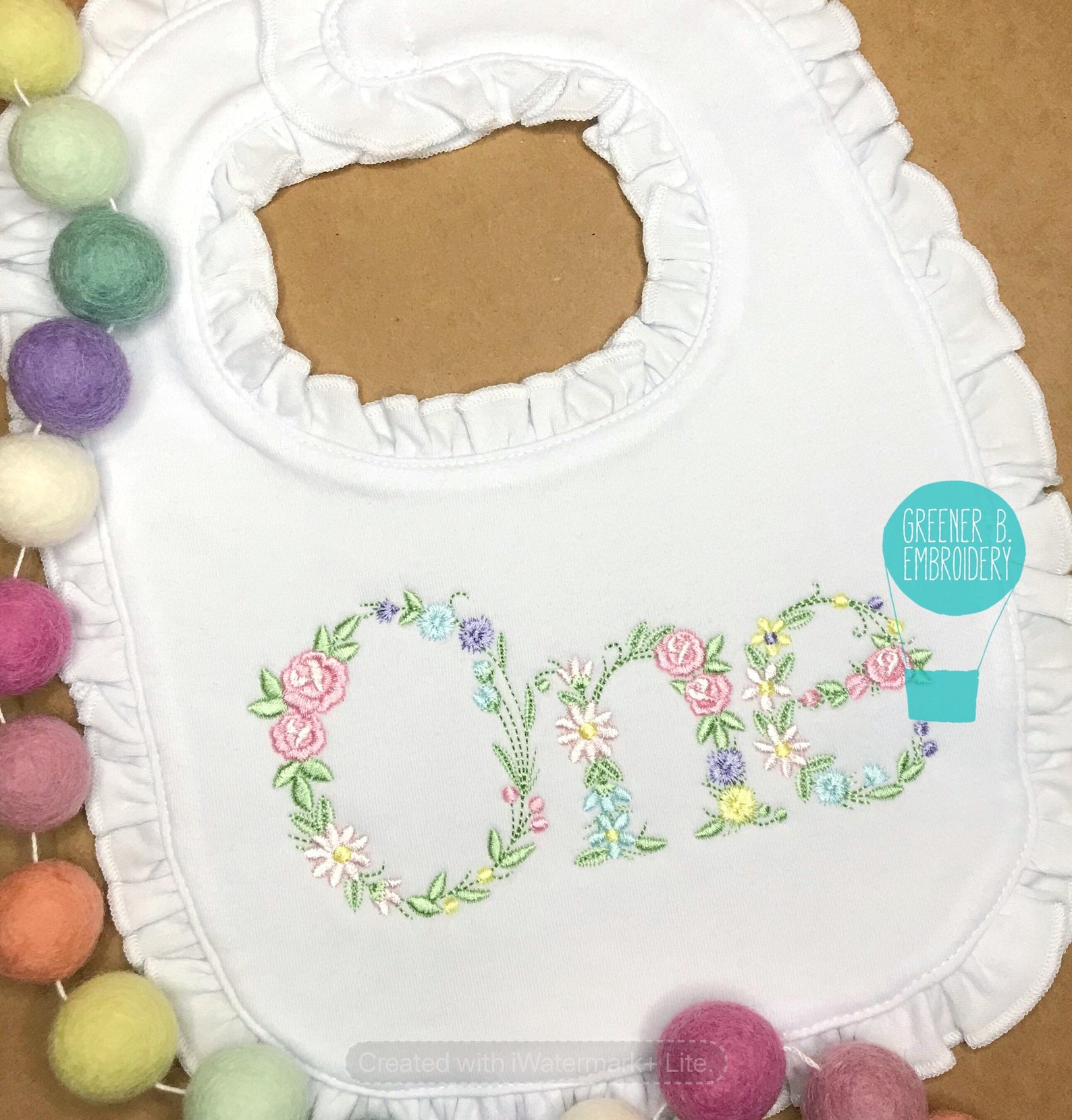 Personalized Girl First Birthday Bib / Baby Floral Bib / First One ...