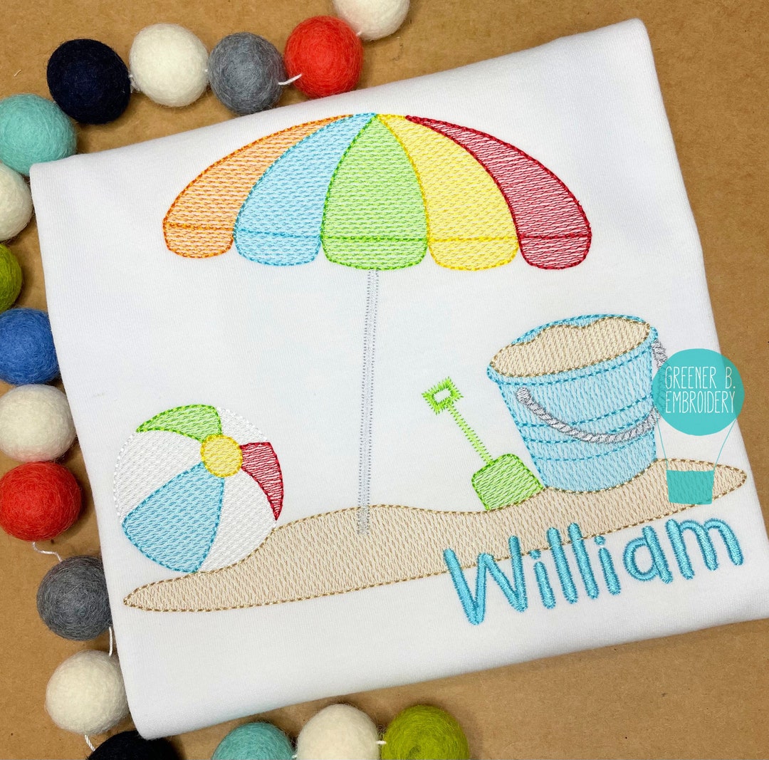 Personalized Beach Shirt / Boy Girl Summer Shirt / Sand Pail Embroidery ...