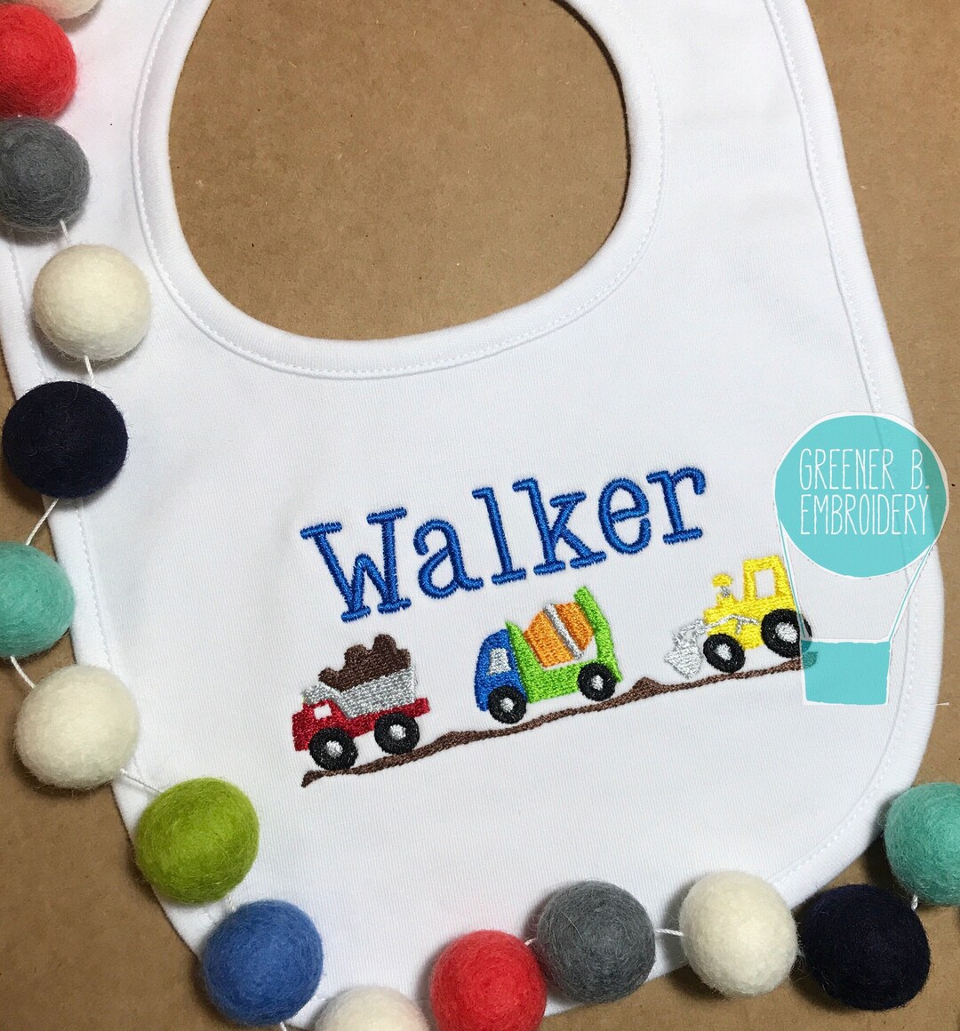 Boy Construction Bib / Personalized Boy Bib / Dump Truck Bib / Baby ...