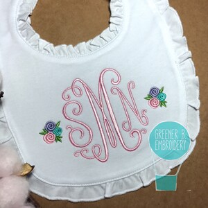 Monogram Bib / Girl Personalized Bib / Bib With Roses / Floral Bib ...