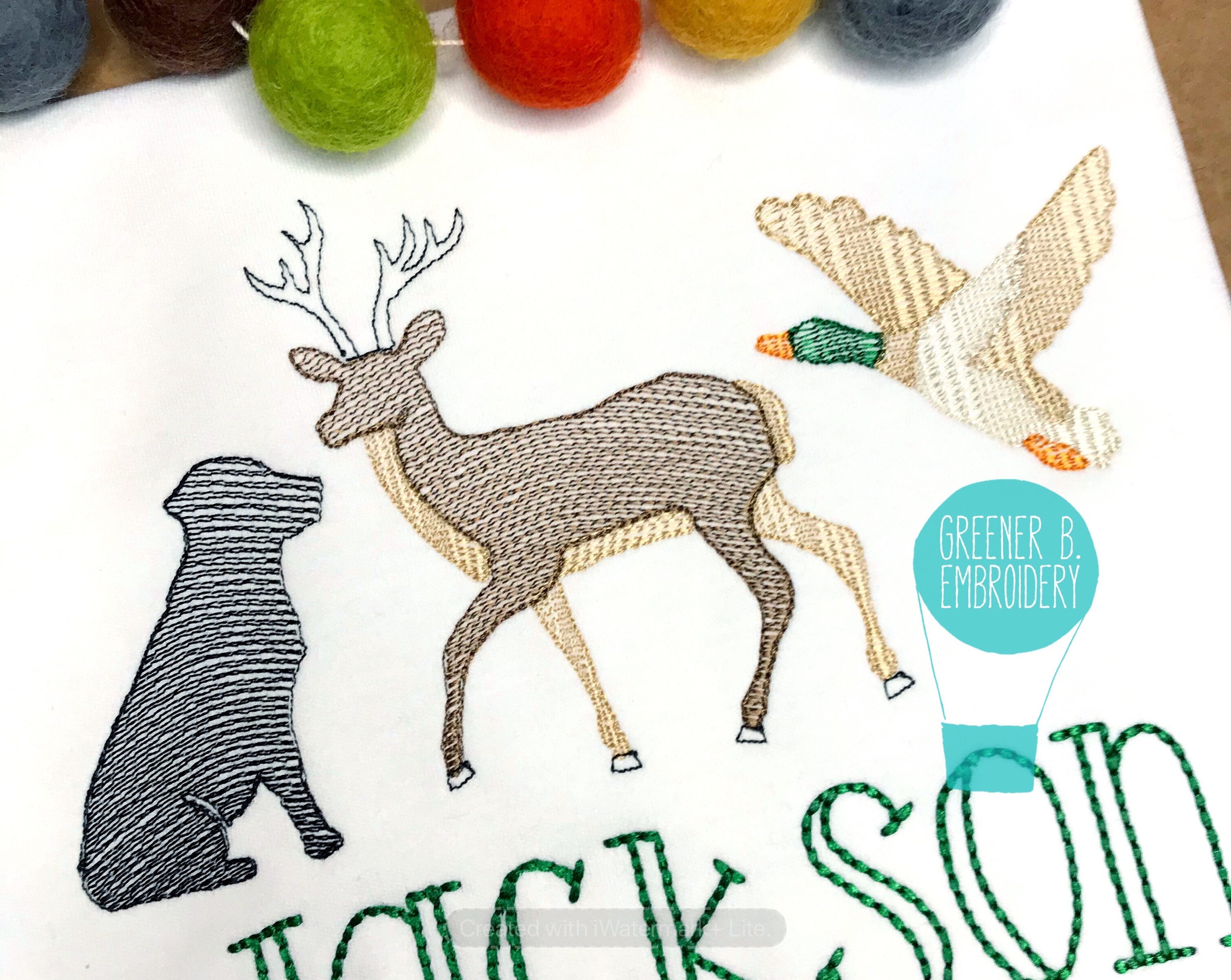 Hunting Embroidery Shirt / Dog Deer Duck Applique / Boy Hunting Trio ...
