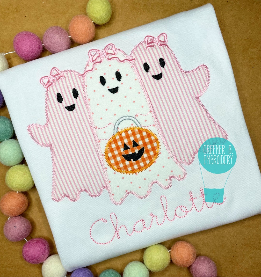 Halloween Ghost Applique Shirt / Ghost Trio Shirt / Personalized ...