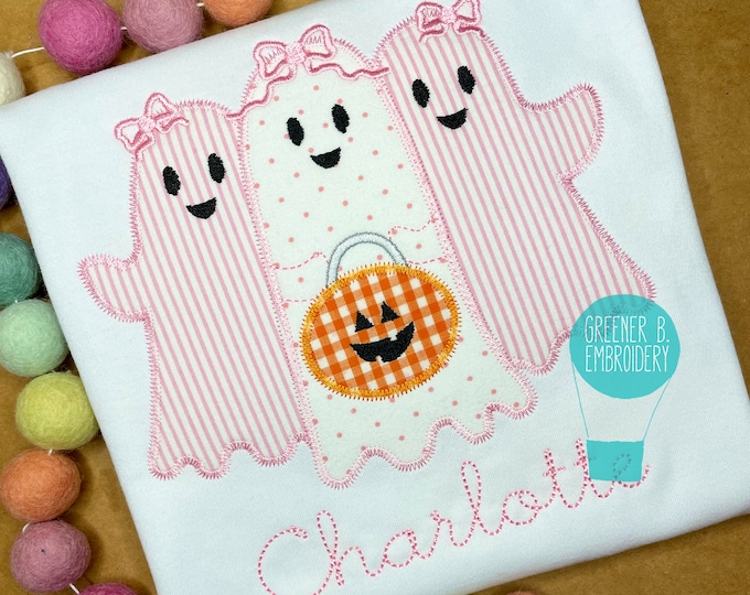 Halloween Ghost Applique Shirt / Ghost Trio Shirt / Personalized ...