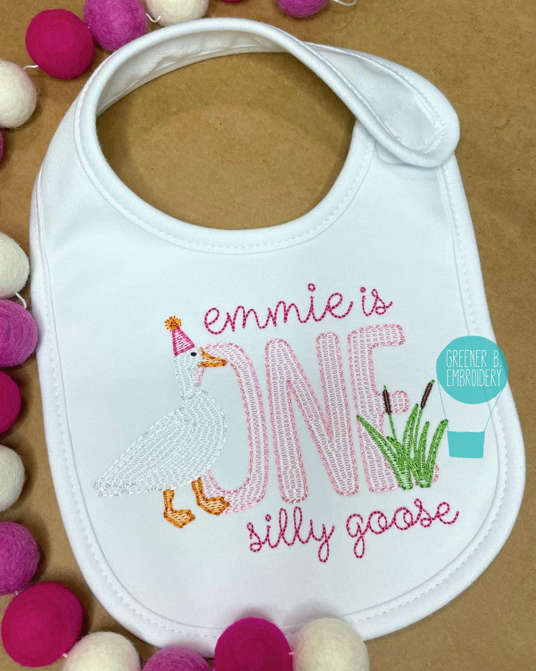 Personalized Girl Goose 1st Birthday Bib / One Silly Goose Birthday Bib ...