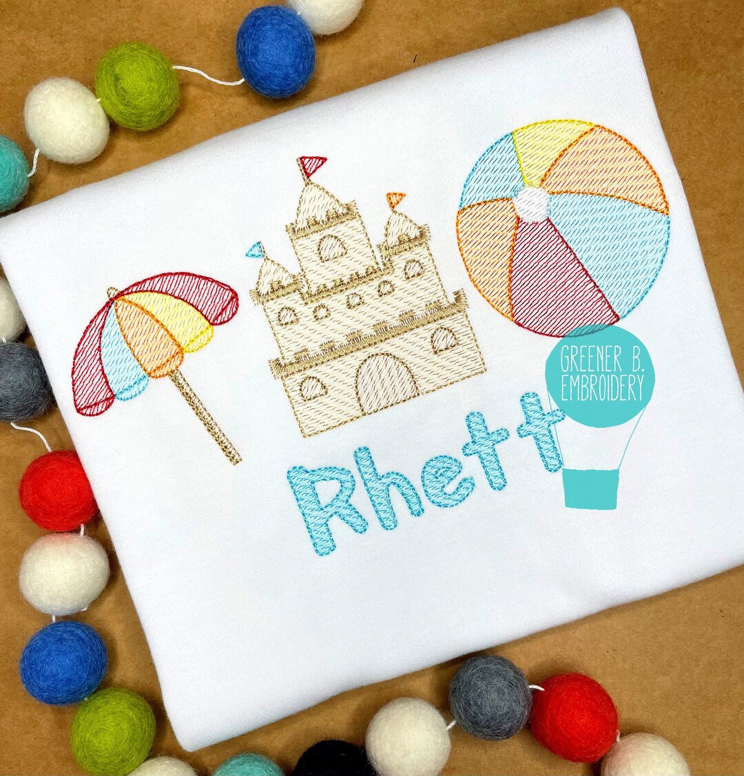 Personalized Beach Shirt / Boy Summer Shirt / Sandcastle Embroidery ...