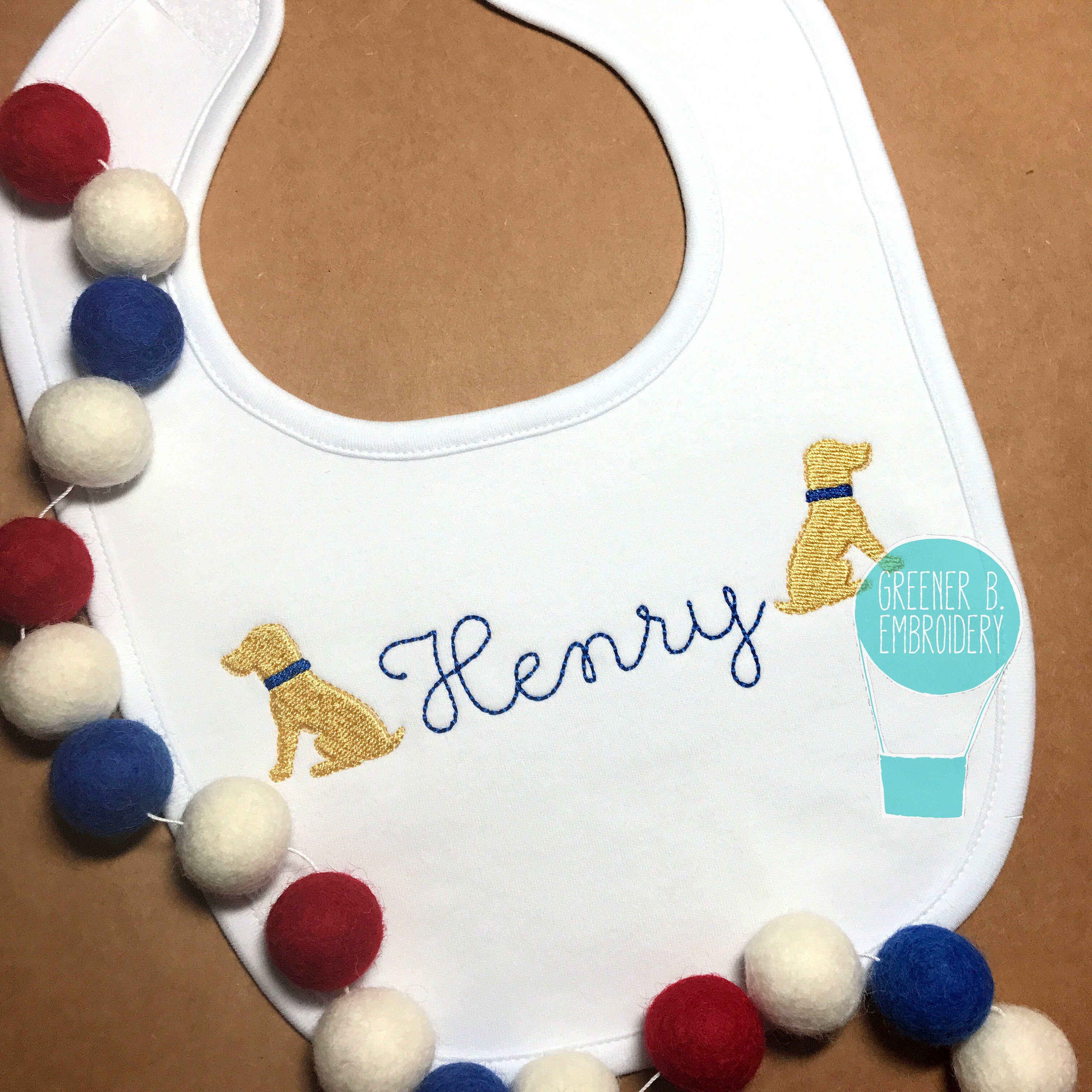 Baby Personalized Bib / Personalized Doggie Bib / Baby Dog Bib | Etsy