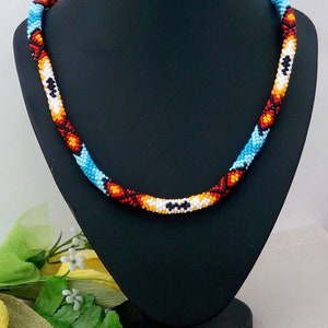 Beaded Necklace Native American Bead Necklace Beadwork Necklace Ethnic ...