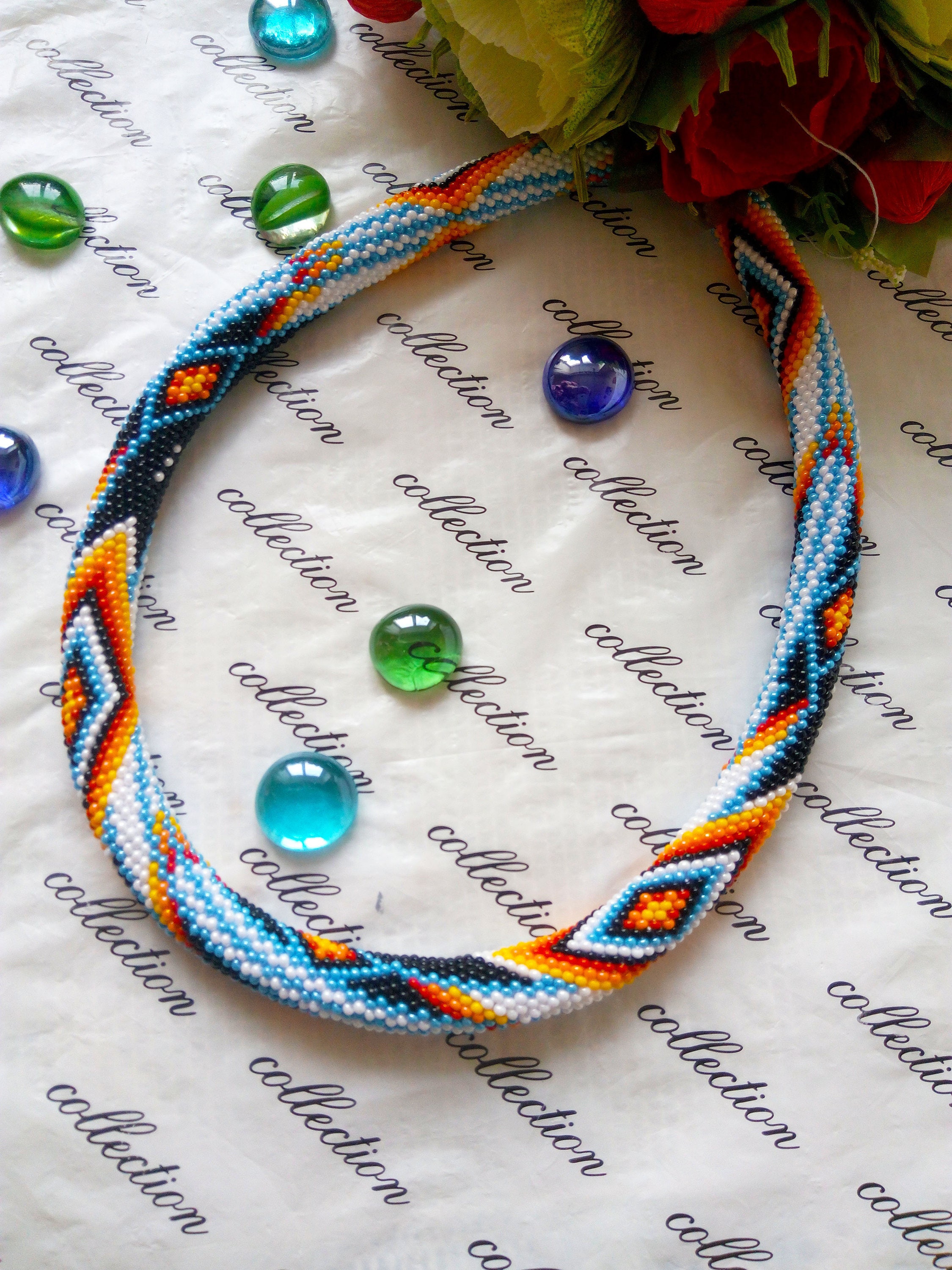 Native American Necklace Beaded Necklace Crochet Necklace | Etsy