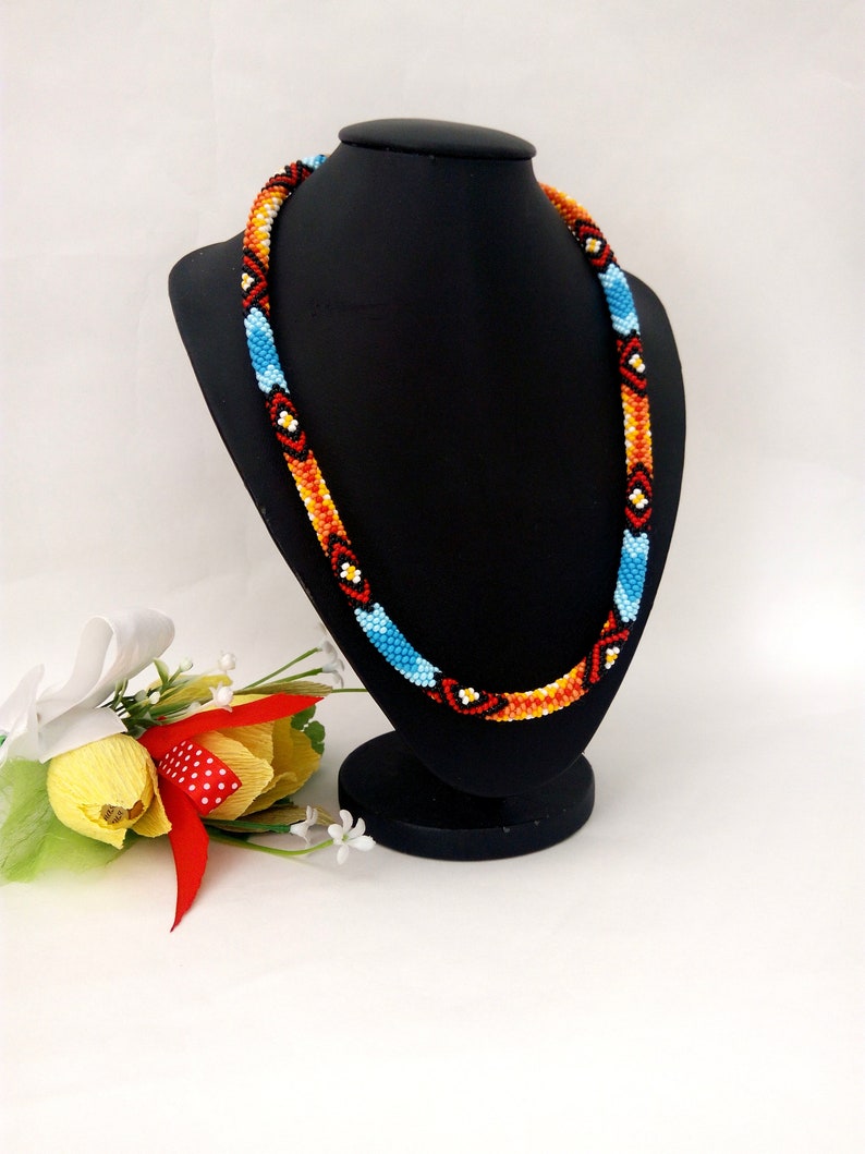 Beaded Necklace Native American Bead Necklace Beadwork - Etsy