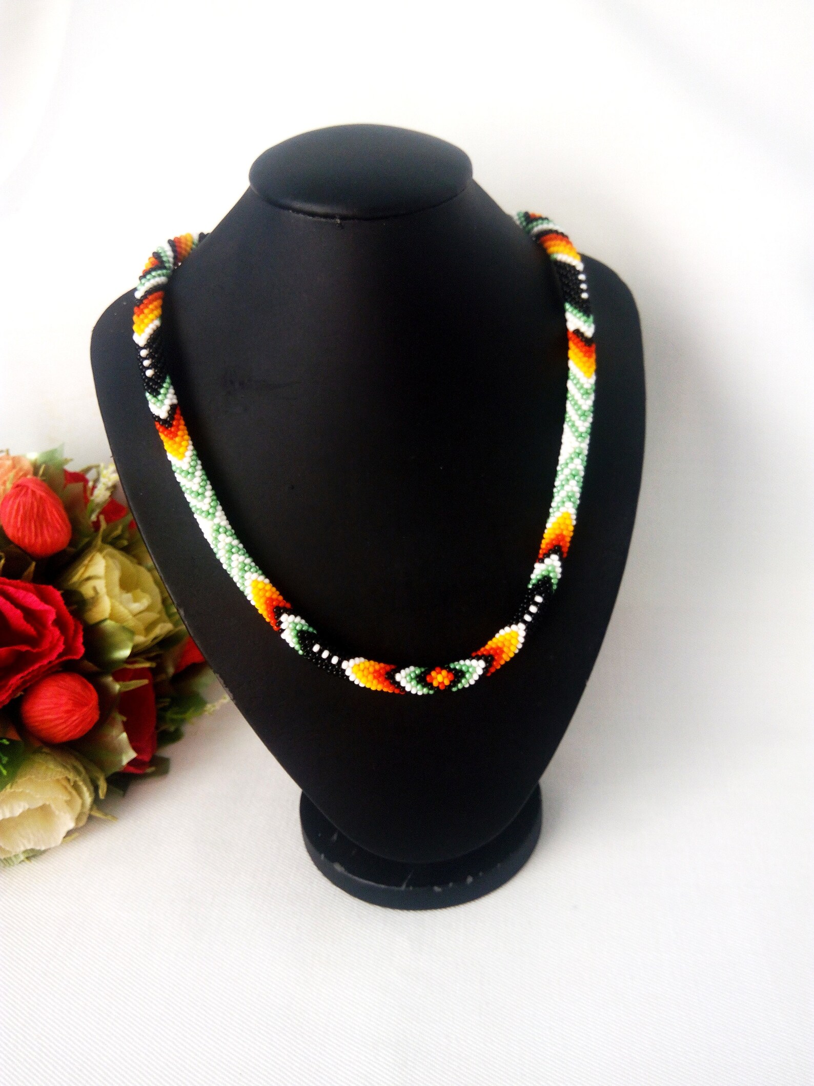 Native American Indian Bead Necklace Ethnic Thin Rope Green - Etsy