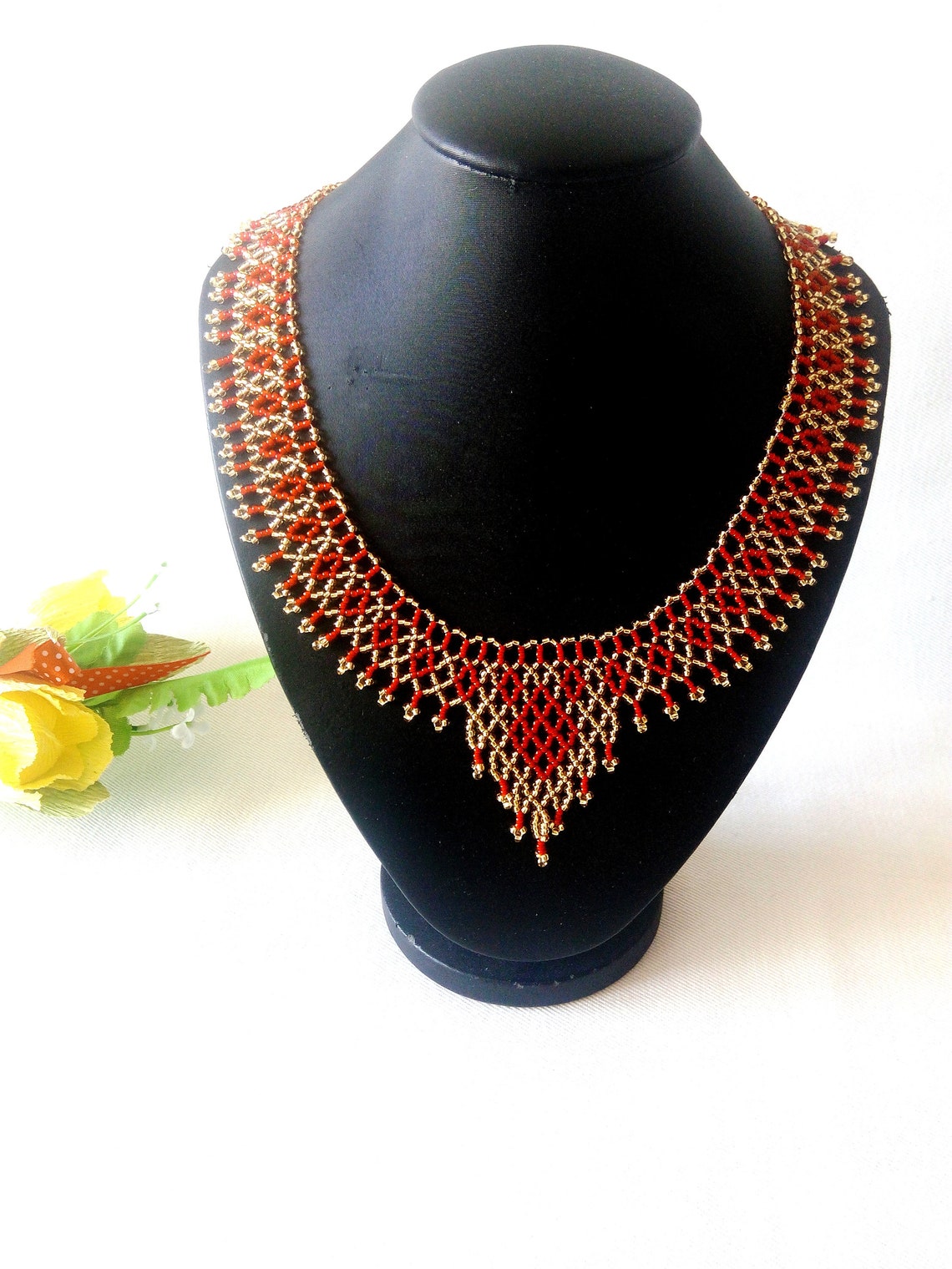 Necklace Beaded Small Red Beads Elegant Necklace Women Short Necklace ...