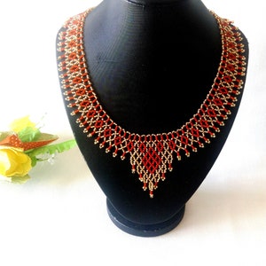 Necklace Beaded Small Red Beads Elegant Necklace Women Short Necklace ...