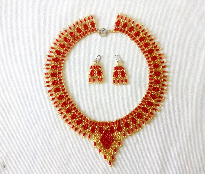 Necklace Beaded Small Red Beads Elegant Necklace Women Short Necklace ...