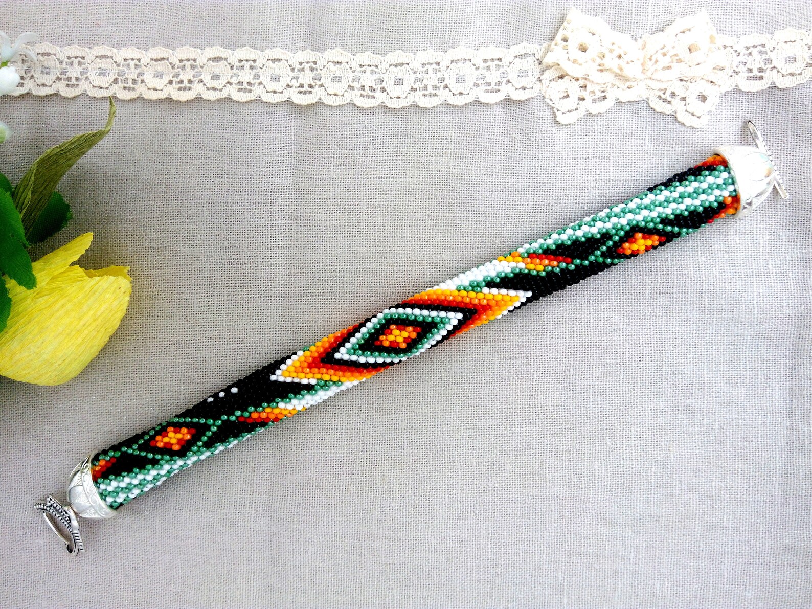 Native American Beaded Bracelet Crochet Bracelet American - Etsy