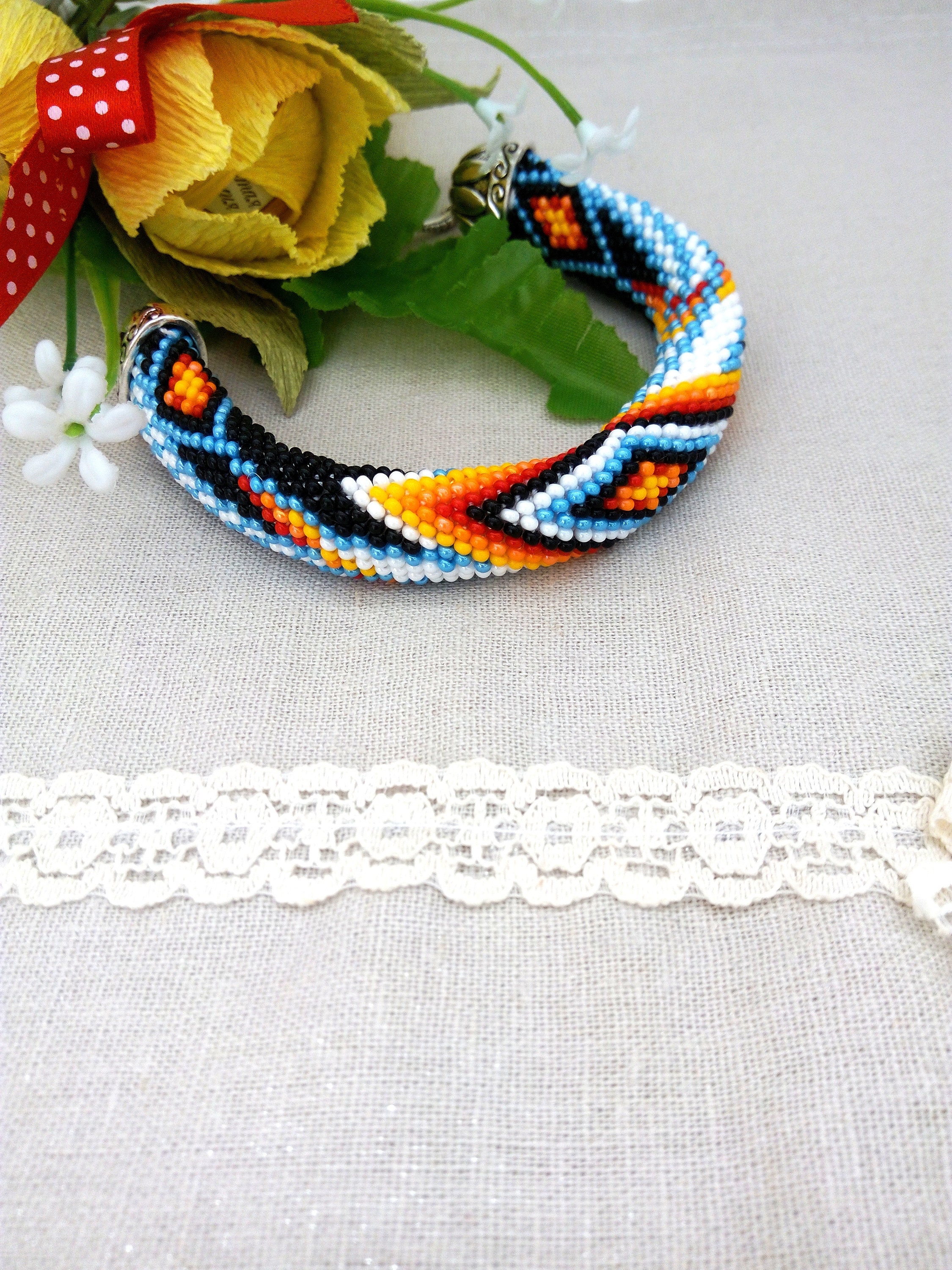 Native American Necklace Beaded Necklace Crochet Necklace | Etsy