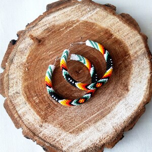 Native American Indian Bead Necklace Ethnic Thin Rope Green Boho Bead ...