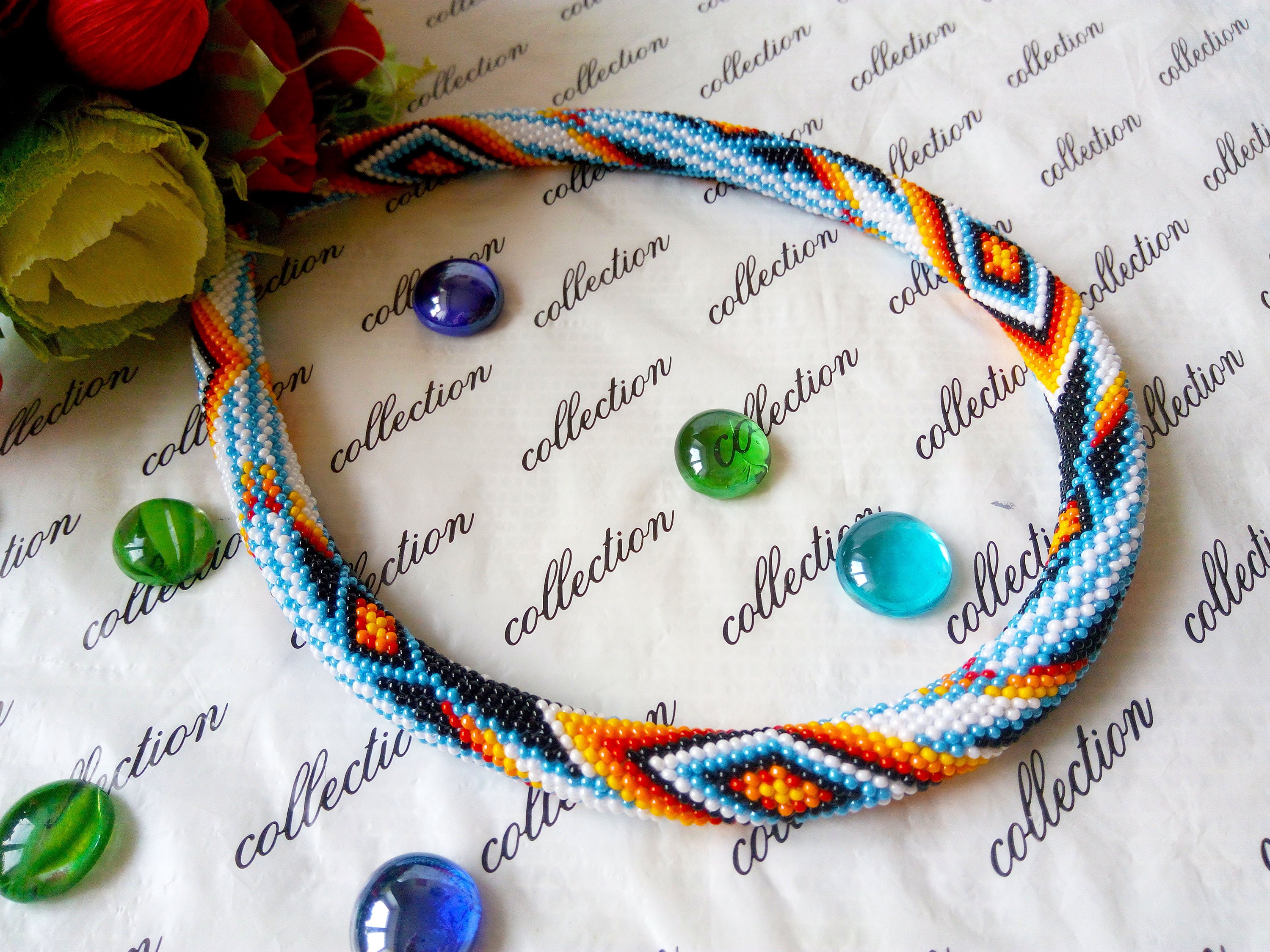 Native American Necklace Beaded Necklace Crochet Necklace | Etsy