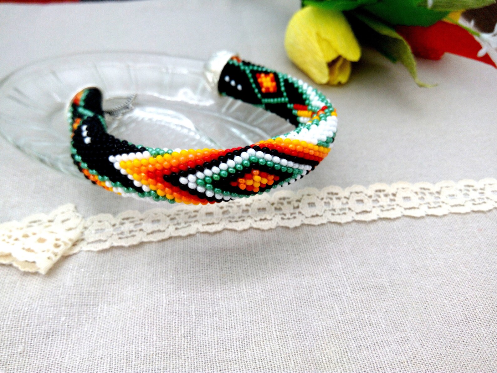 Native American Beaded Bracelet Crochet Bracelet American - Etsy