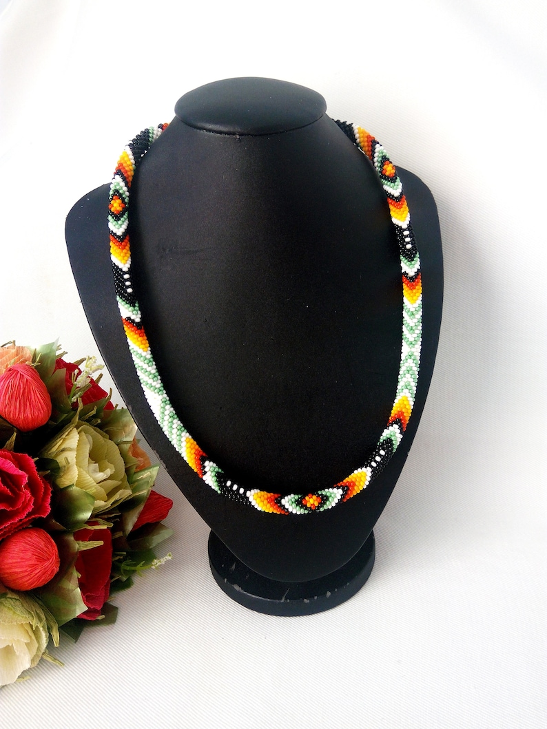 Native American Indian Bead Necklace Ethnic Thin Rope Green - Etsy