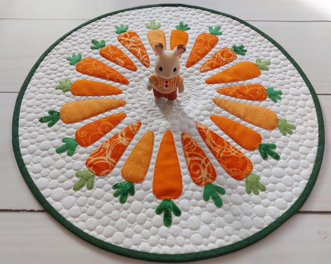 Carrot Table Topper, Easter Quilted Table Topper, Handmade Quilted Table Topper, Spring Table ...
