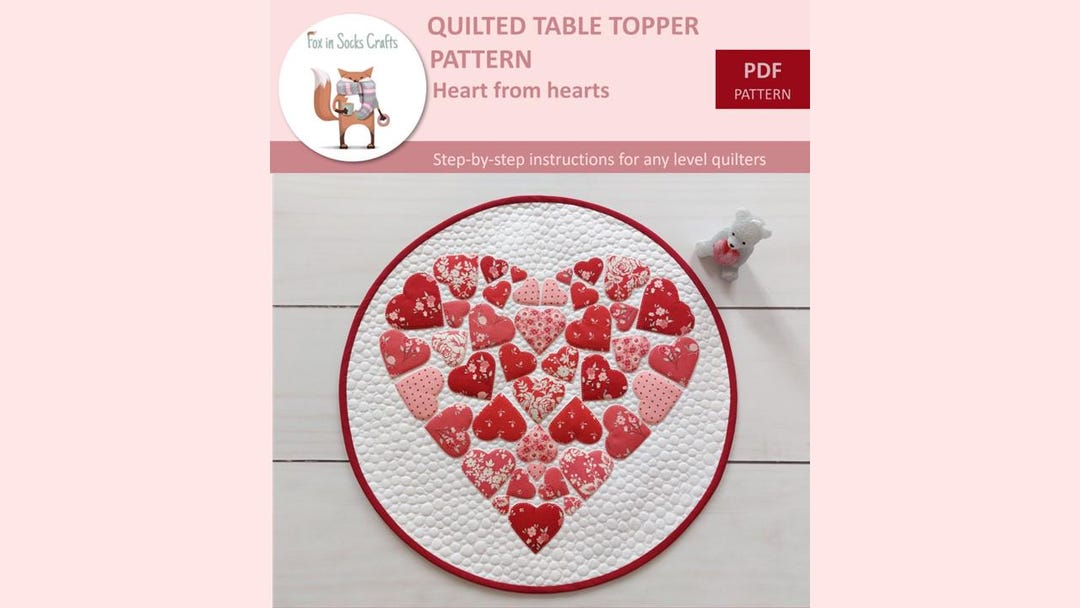PDF Pattern, Heart Quilted Table Topper, Digital PDF Pattern, Suitable ...