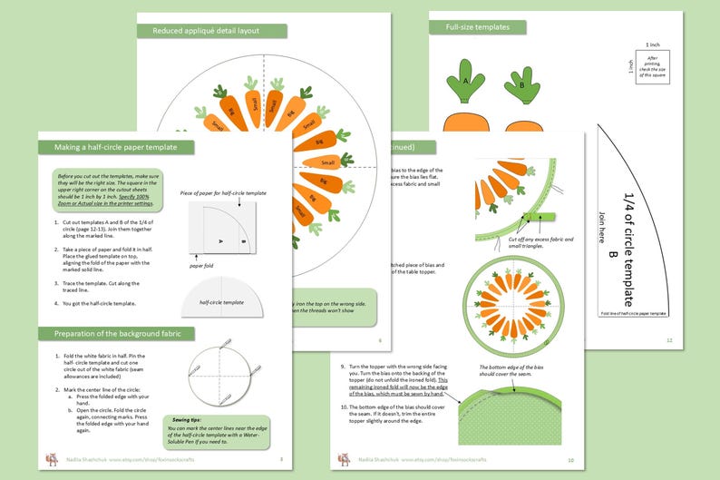 PDF Pattern, Carrot Wreath Quilted Table Topper, Digital PDF Pattern ...