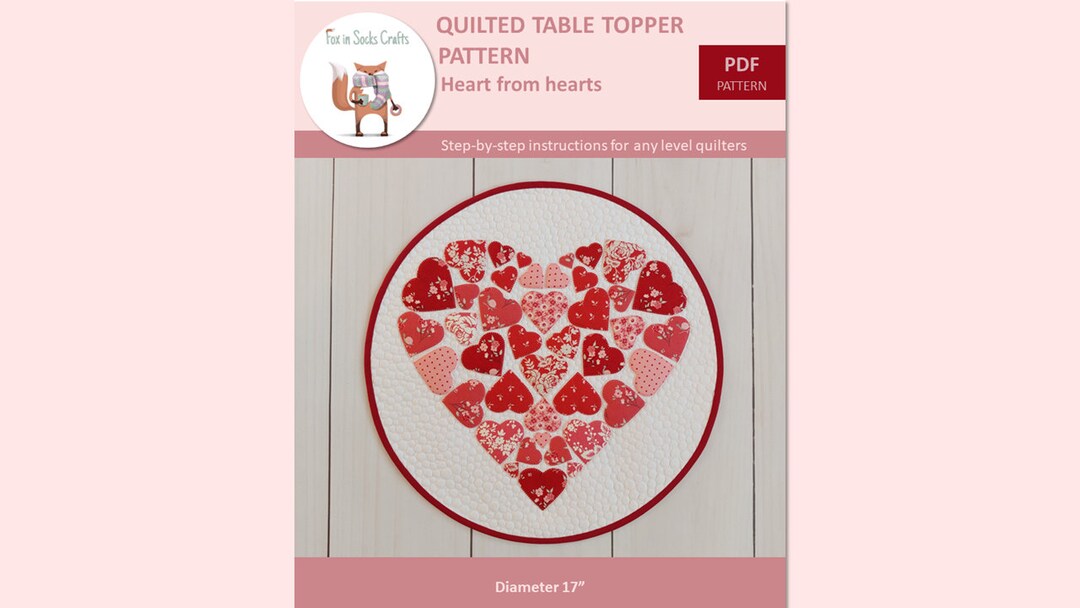 PDF Pattern, Heart Quilted Table Topper, Digital PDF Pattern, Suitable ...