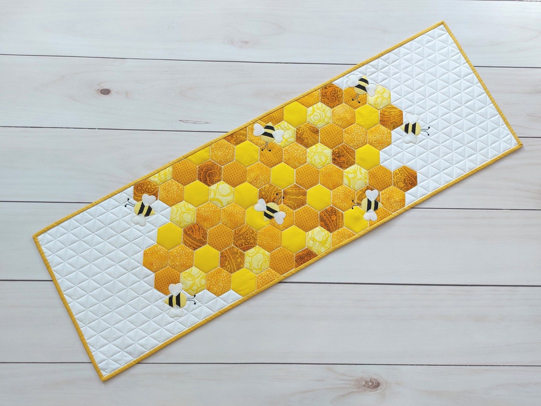 Honey Bee Table Runner, Quilted Bee Runner, Bee Table Decor, Bee Runner ...
