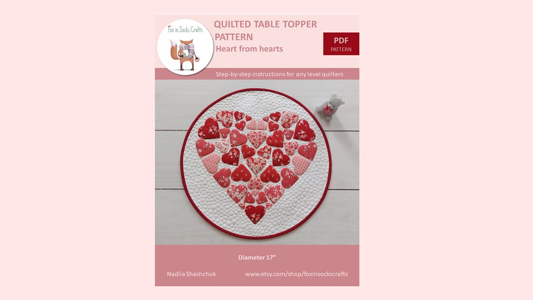 PDF Pattern, Heart Quilted Table Topper, Digital PDF Pattern, Suitable ...