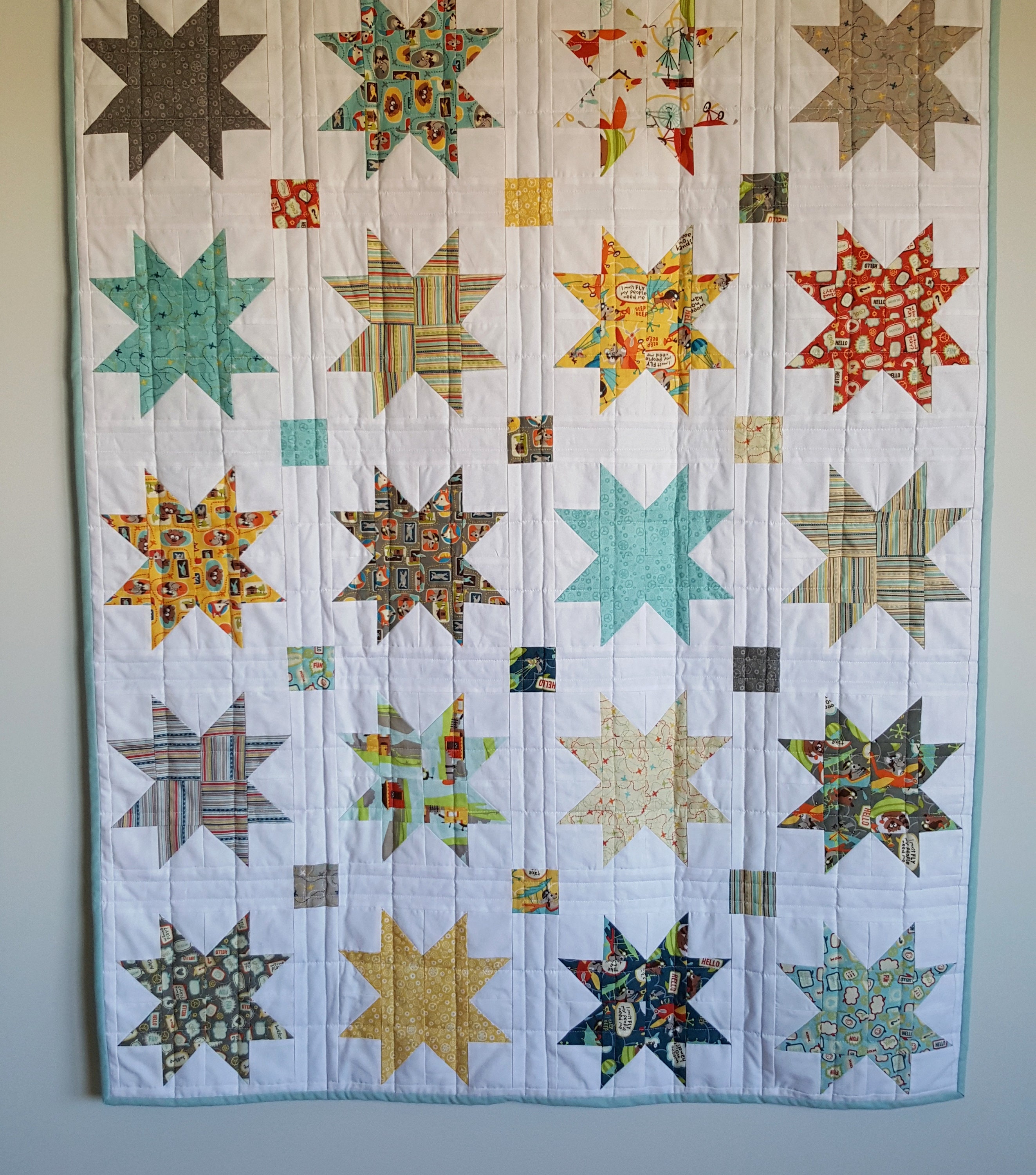 Double Sided Quilt Ready to Ship Star Baby Boy Quilt Blue - Etsy