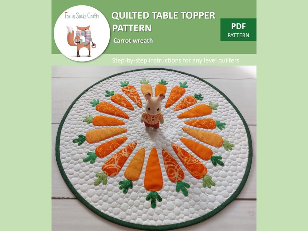PDF Pattern, Carrot Wreath Quilted Table Topper, Digital PDF Pattern ...